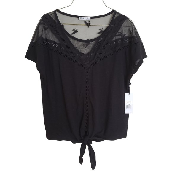 Dex | Tops | Dex Clothing Nwt Womens Black Tie Front Mesh Tee Size ...